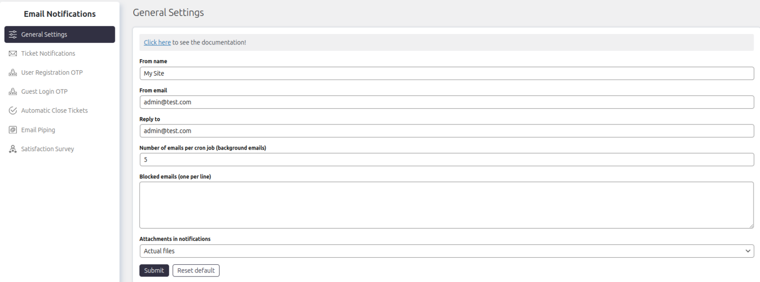 Email notification settings - SupportCandy