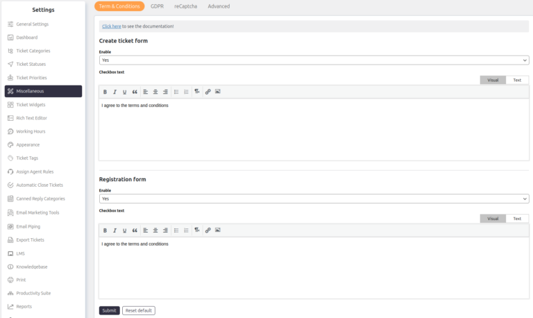 Terms & conditions - SupportCandy