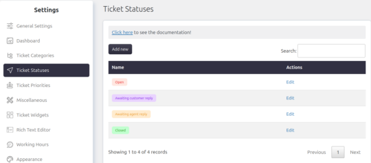 Ticket statuses - SupportCandy
