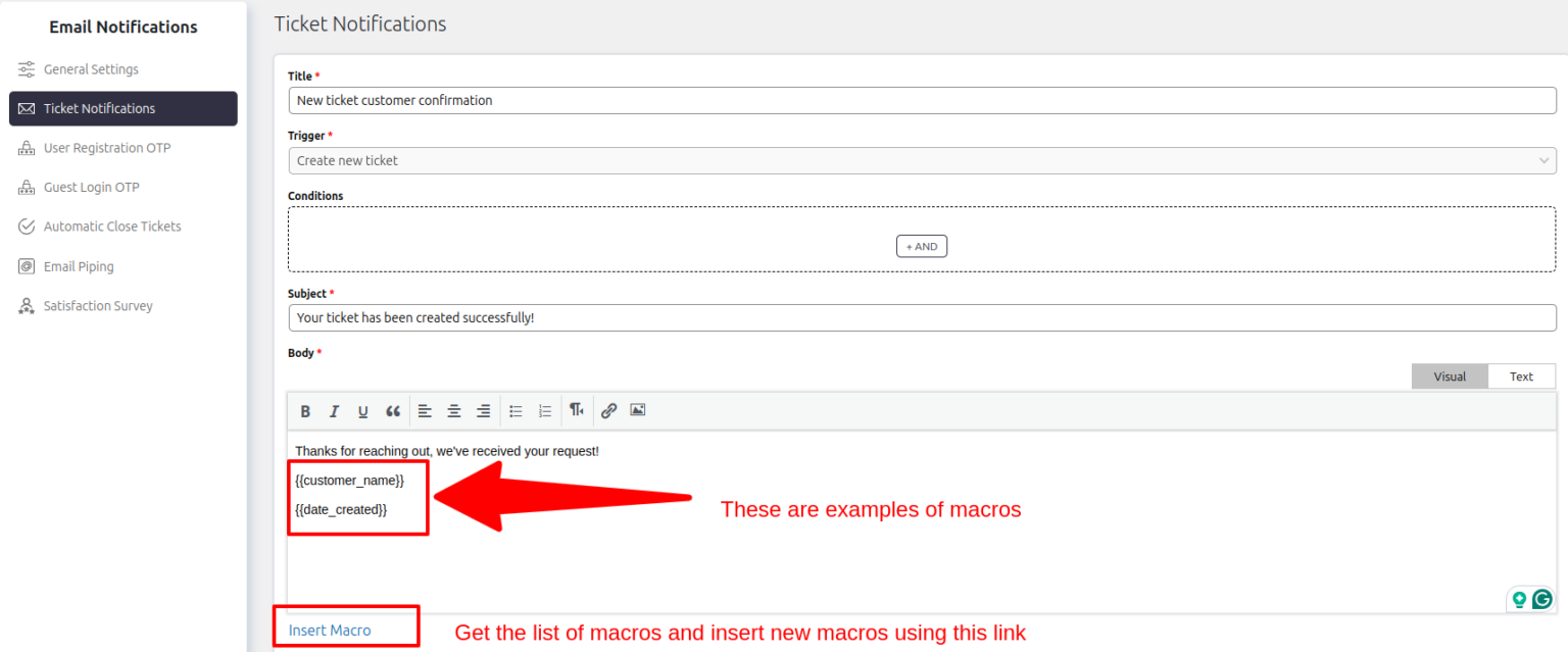 Ticket notifications - SupportCandy