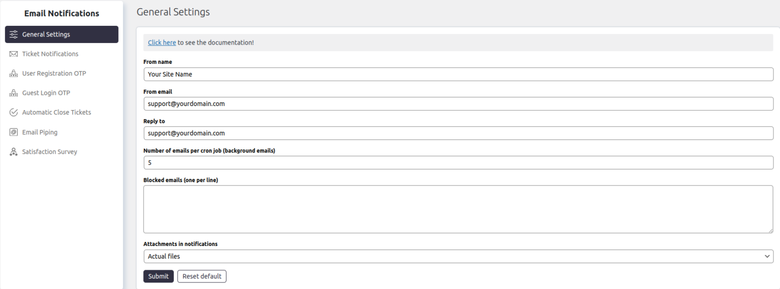 Enable email notifications - SupportCandy