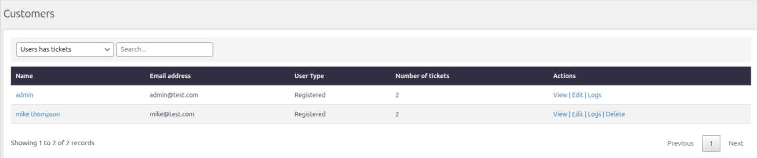 Customer Management - SupportCandy