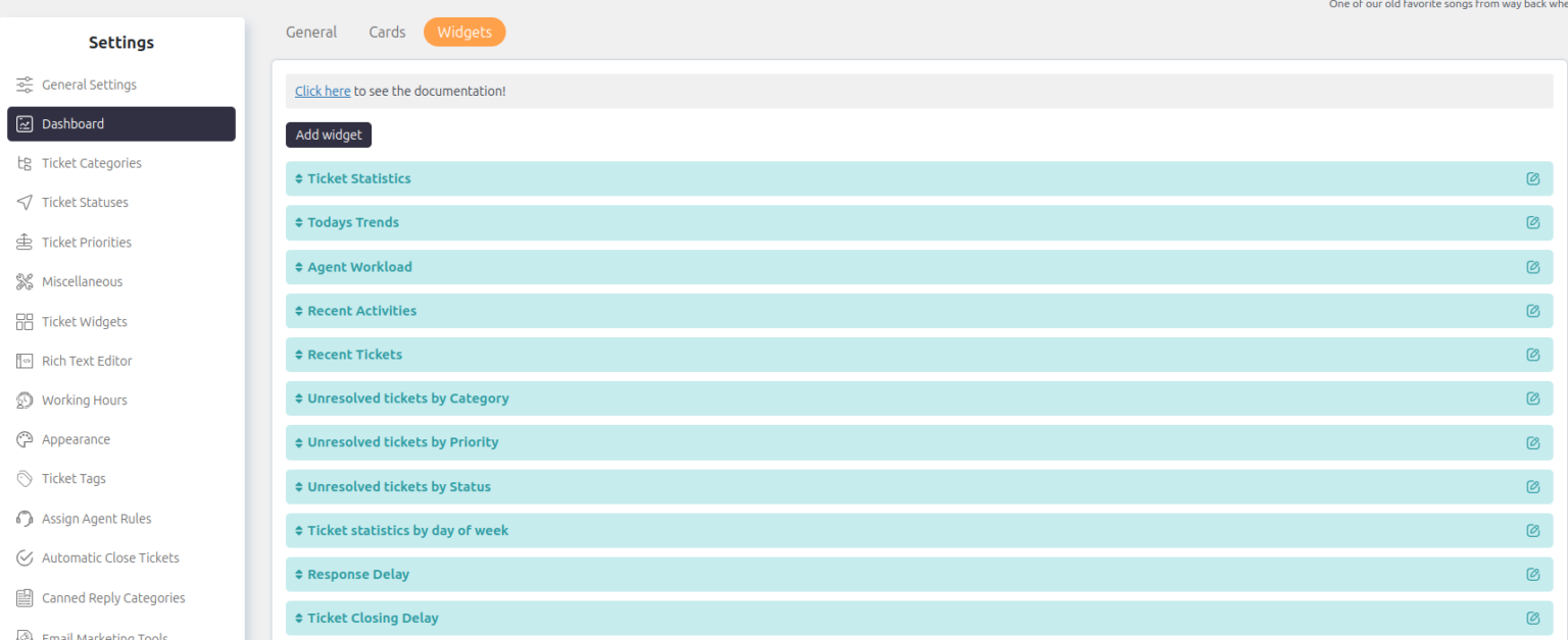 Dashboard Widgets - SupportCandy