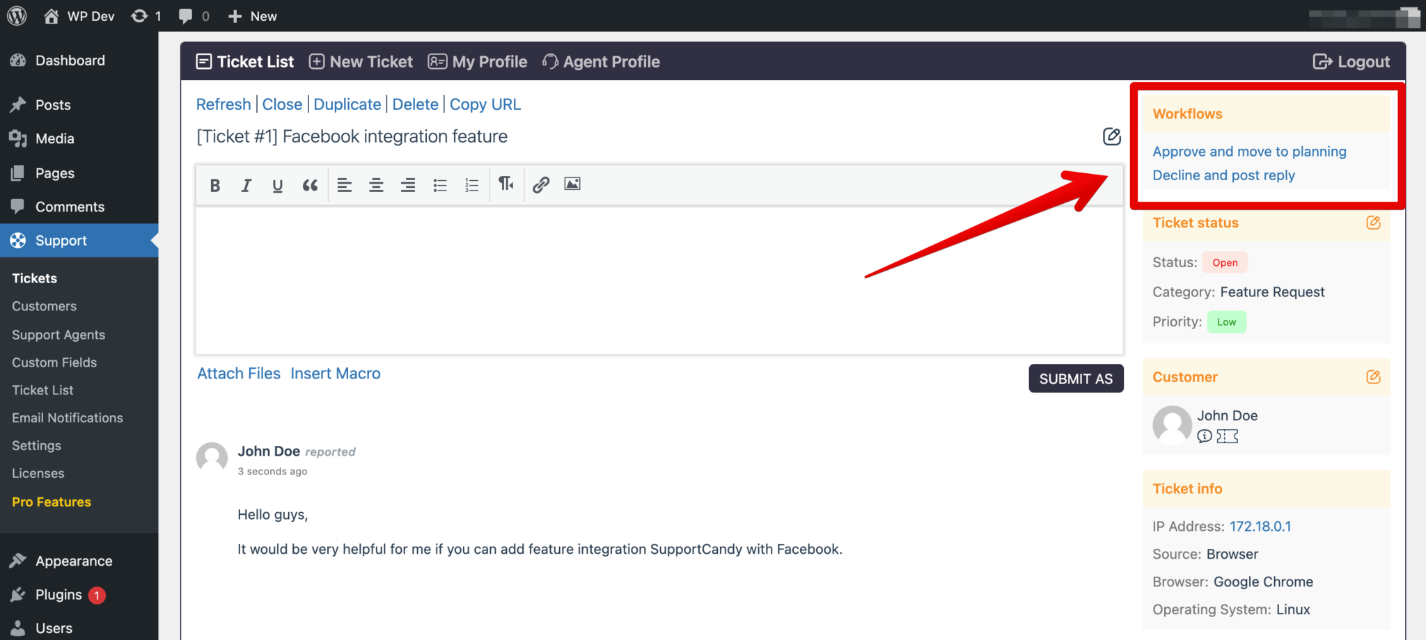 Workflows - SupportCandy